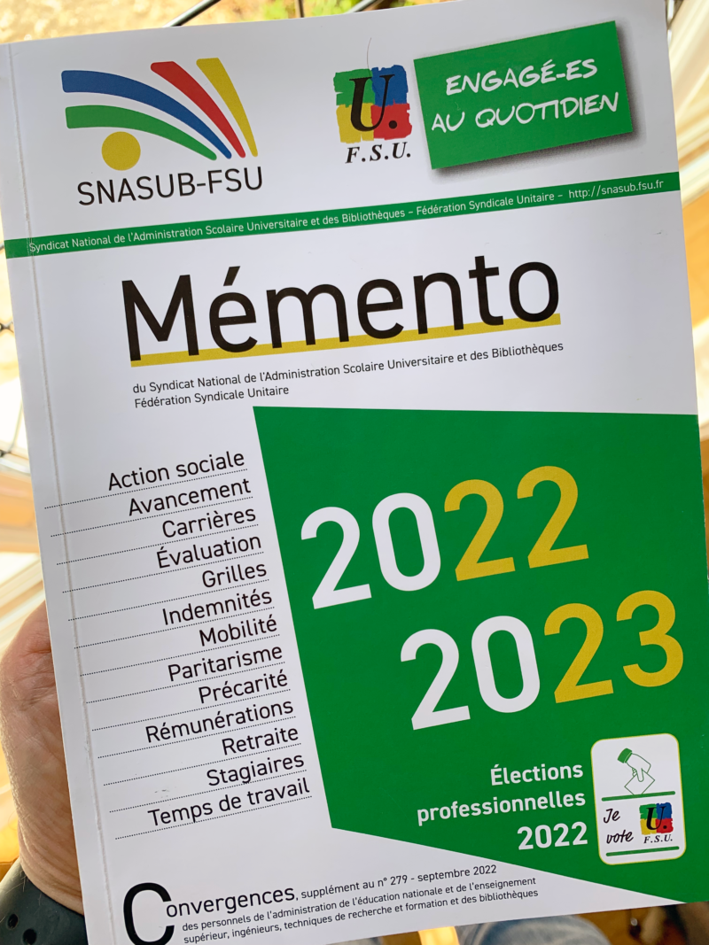 Le Mémento 2022-2023 est disponible ! • SNASUB-FSU